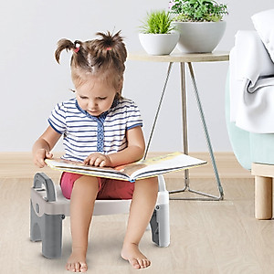 KinderSense® Foldable Step Stool for Kids with Handles - Toddler Folding Foot Stool for Bathroom Sink, Potty Training and More - Adjustable and Removable Handles