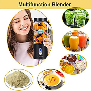 Portable Blender for Shakes and Smoothies, Upgraded 18Oz Portable Blenders with 6 Blades and Type-C Rechargeable, Fruit Veggie Juicer Electric Mini Portable Mixer Cup for Travel Sports Kitchen (Black)