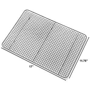 Huji Cross-Wire Grid Cooling Rack, Wire Pan Grate,Baking Rack, Icing Rack, Chrome Plated Steel, (17" x 11.75")