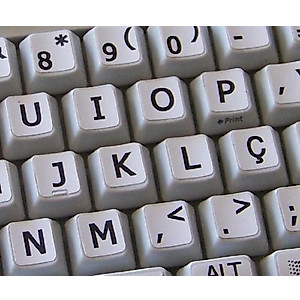 PORTUGUESE BRAZILIAN LARGE LETTERING (UPPER) KEYBOARD STICKERS WHITE BACKGROUND FOR DESKTOP, LAPTOP AND NOTEBOOK