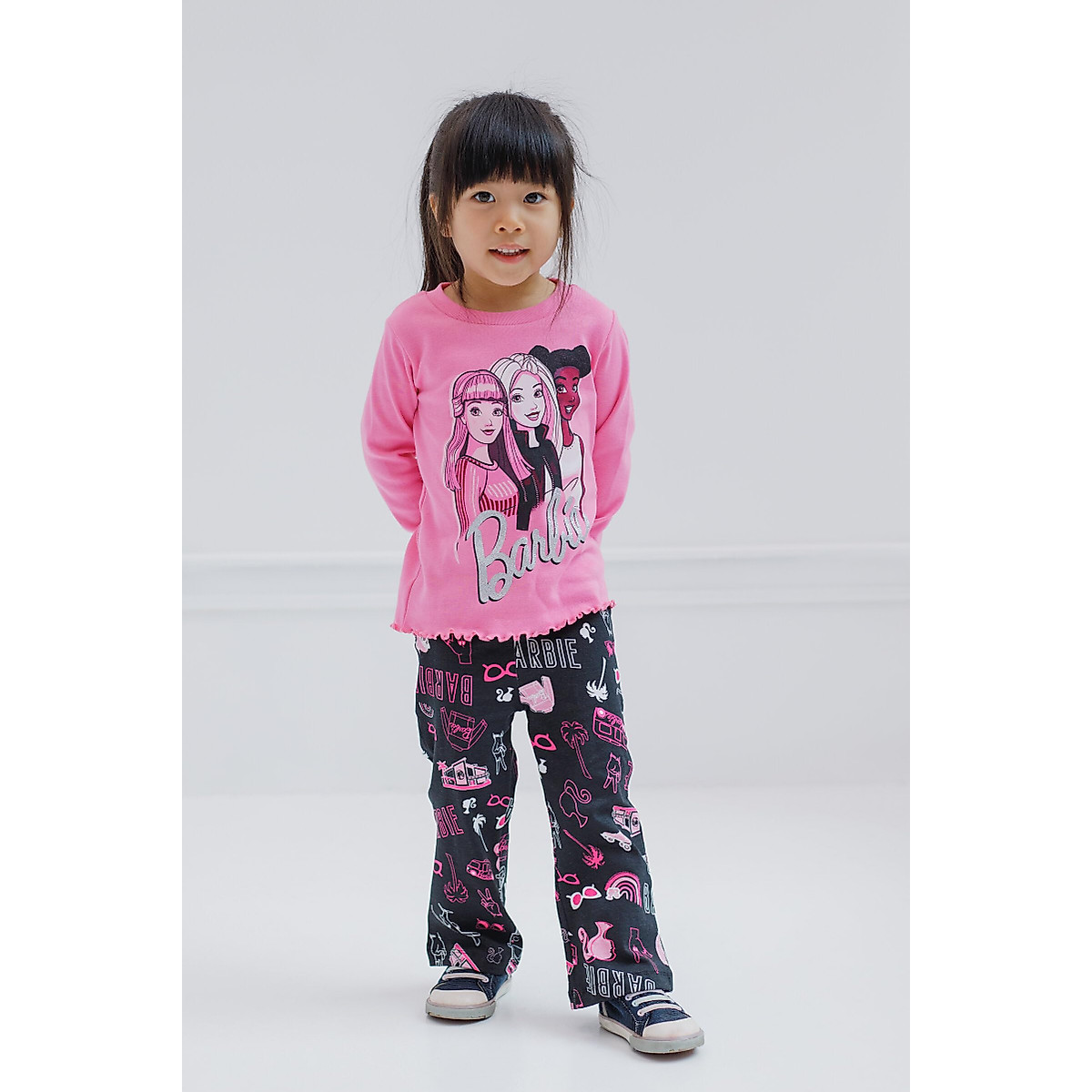 Barbie Little Girls T-Shirt and Pants Pink/Black 7-8