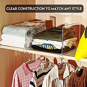 Side&Corner Acrylic Shelf Dividers, 8pcs Shelf Dividers for Closet Organization in Bedroom, Kitchen and Office Shelves (Clear)