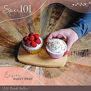 Spec101 Aluminum Foil Mini Cake Pans with Lids - 100pk 4 Color Disposable Ramekins 5oz Muffin Tins Cupcake Liners