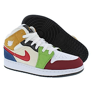 Nike Air Jordan 1 Mid GS White/Gym Red-Black DR6957 100 (us_Footwear_Size_System, Big_Kid, Men, Numeric, Medium, Numeric_4)