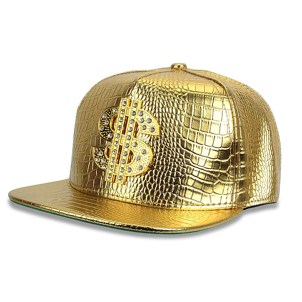 FuZhiBang NYU14 The New Crocodile Baseball caps Alloy Dollar Flat-Brimmed hat Hip-hop hat (Gold)