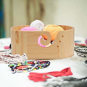 MTJYQYF Wooden Knitting Bowl Yarn Bowl - Crochet Bowls for Yarn, Handmade Yarn Holder Bowl for Crocheting and Knitting Gift for Mom Wife Girlfriend & Knitting Lovers - 11x6.1x4.7 in
