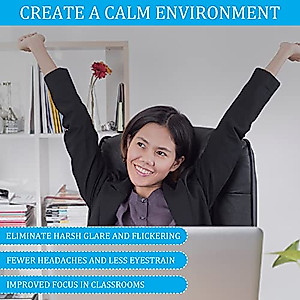 4 Piece Fluorescent Light Covers for Classroom Office Florescent Light Decor Cover Office and Classroom Decorations for Eliminate Harsh Glare Causing Eyestrain and Headaches, 4 x 2 Feet (White)