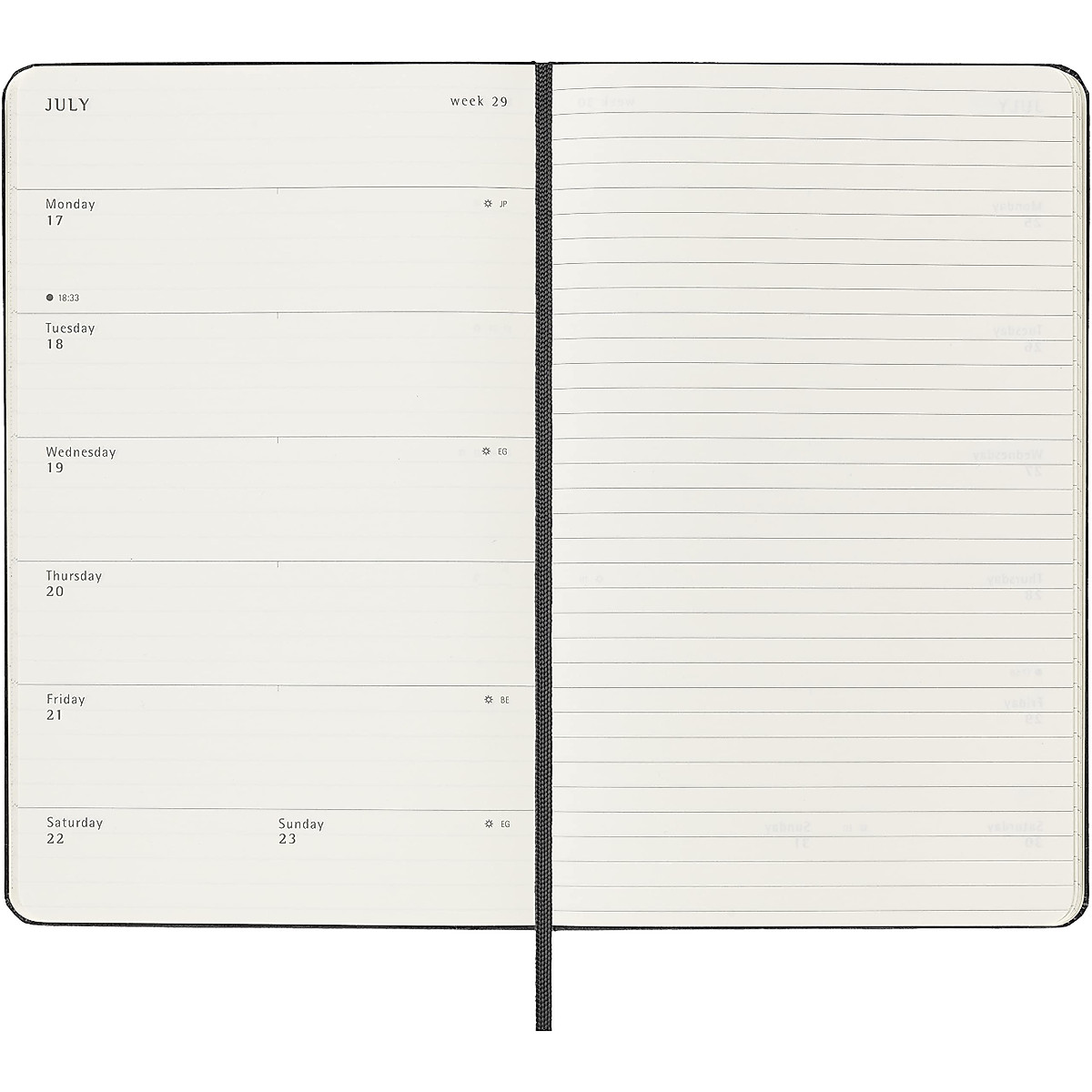 Moleskine Classic 18 Month 2022-2023 Weekly Planner, Hard Cover, Large (5" x 8.25"), Black