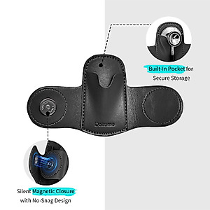 Magnetic Stethoscope Holder for Scrubs, with Leather-Covered Clip for Littmann ＆ Most Stethoscopes, Stethoscope Holder Clip for Scrubs/Belts/Backpacks, Black