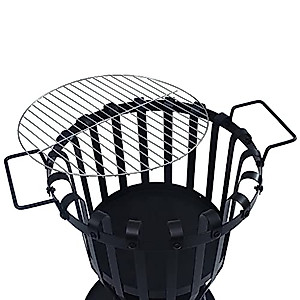 Firepit Grill Rack,Fire Pits for Outside,Bonfire Steel Fire Pit,Small Outdoor Fire Pit,Garden Fire Pit Basket, with BBQ Grill Steel 19"