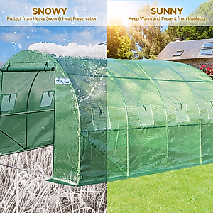 YITAHOME10'x7'x7' Greenhouses Large Walk-in Green House Heavy Duty Tunnel Green Houses Outdoor Portable Plant Gardening Upgraded Galvanized Steel Frame Zipper Doors 5 Crossbars Garden