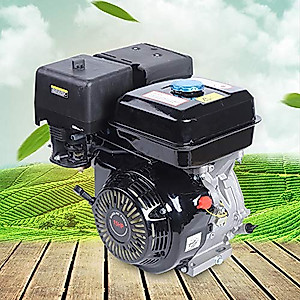 Gas Engine, 420CC 15 HP 4 Stroke Gasoline Motor Engine Recoil Start 3600RPM Go Kart Motor Iron Camshaft, Engine OHV Pull Start Single Cylinder Garden Tool Gas Motor (Black)
