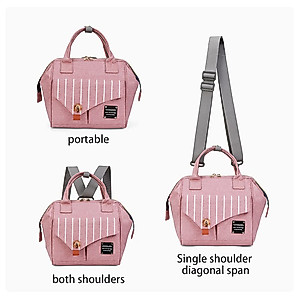 MOMIGO Diaper Bag Backpack- Baby Waterproof Multi-Function Mini Smart Diaper Bag Backpack With Insulation Pocket Baby Messenger for Outdoor & Working Mothers, Small Size (Pink)