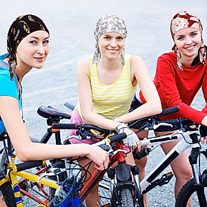 Geyoga 6 Pcs Women Head Scarf Pre-Tied Beanies Covers Cap Stretch Print Sleep Turban Hat Ruffle Scarves (Floral)