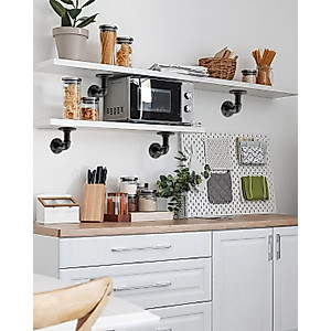 MUZIK Shelf Bracket, 12 Pack Heavy Duty Floating Shelf Brackets, Industrial Pipe Wall Mount Metal Shelving Brackets for Shelves, Vintage Black Iron Finish DIY Pipe Shelf (4*4 Inch)