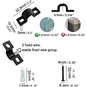 Wire Shelf Loop Clips 12Pcs Shelf Clips with Screws Expansion Tubes for Wire Shelving – Black