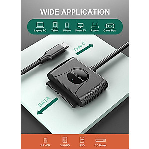 SATA to USB C Adapter, SNANSHI USB C to SATA 3.5Inch USB Type C to SATA Adapter Converter with UASP SATA to USB Converter for 2.5" 3.5” Hard Drives Disk HDD, with 12V Power Adapter