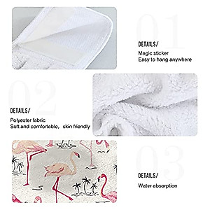 MCHIVER 2 Pcs Hanging Kitchen Hand Towels with Loop, Flamingo Decorative Towels Absorbent Towel for Bathroom, Laundry Room