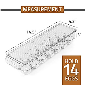 Utopia Home Bundle Pack of 9 Refrigerator Organizers- 1 x 14 slots Egg tray with lid and handle, & 8 drawers (4 x Small & 4 x Large)- Stackable Plastic Storage Racks for Pantry, Kitchen - (Clear)