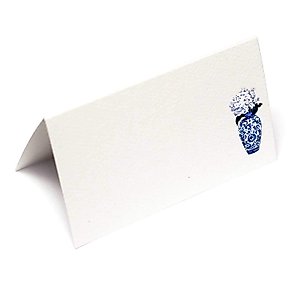 Nancy Nikko Place Cards with Blue and White Ginger jar with White Flowers, Table Tent Style, Scored for Easy Folding. Available in Pkgs of 12/25 / 50 (50)