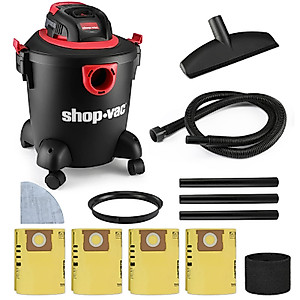 Shop-Vac 2035000 5 Gallon 2.0 Peak HP Wet/Dry Vacuum + 90671 Genuine Type H 5-to-8-Gallon High-Efficiency Disposable Collection Filter Bag 4 Pack