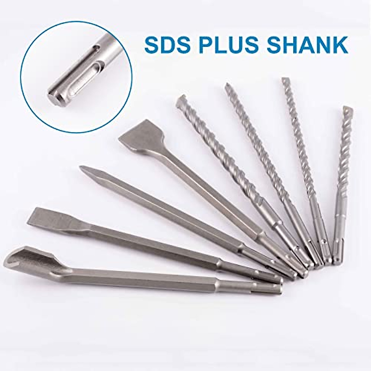 17 PCS Rotary Hammer Drill Bits Set and Chisels Set, SDS Plus Concrete Masonry Hole Tool for Bricks and Stone, Masonry Drill Bit Sets with Storage Case