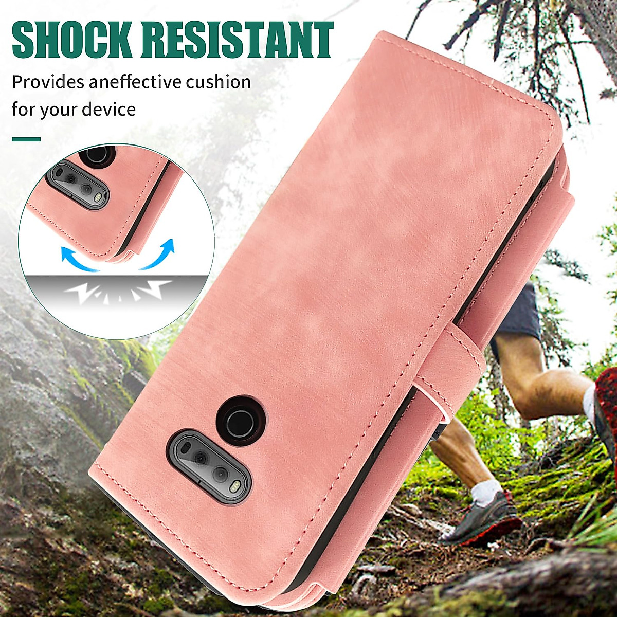 Compatible with LG V20 Wallet Case 9 Card Slots Retro Leather Flip Credit Card Holder Cell Phone Cover for Folio Purse Lanyard Wrist Strap Rugged Slot Mobile LGV20 LG20 V 20 ThinQ Women Men Pink