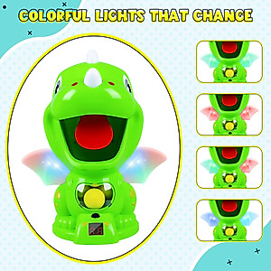 Movable Dinosaur Shooting Toy Guns for Kids with 2 Air Pump Guns Target Shooting Games and 46 Foam Balls,Party Toys with Score Record,Sound and LED,Gifts for Boys & Girls Toy Ages 4 5 6 7 8 Years Old