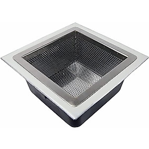 Express KitchQuip Commercial Flood Drain Strainer (Stainless Steel, 10" x 10" x 5")