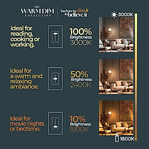 5 Watt LED G16 Light Bulbs, Warm Dimming 3000K (Soft White) - 1800K (Candlelight), 500 Lumens