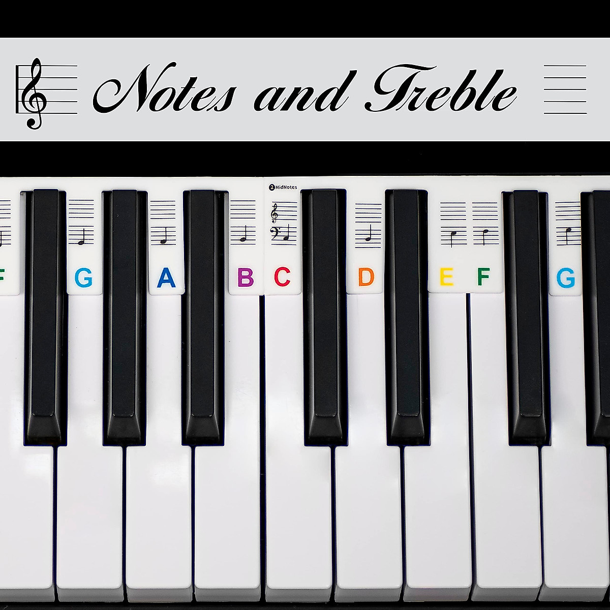 Removable Piano Keyboard Note Labels for Learning, Piano Notes Guide & Piano Keys Guide - 88-Key Full Size, Say Goodbye to Piano Key Stickers & Piano Keyboard Stickers (Colorful)