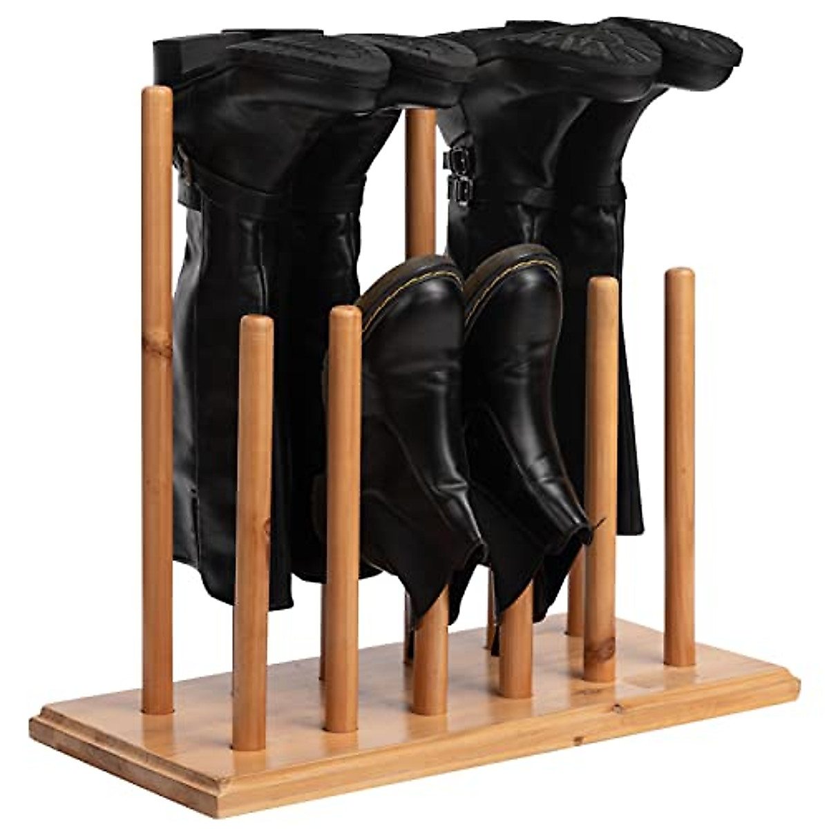 PARANTA Wooden Boots Storage Rack, 6-Pair Tall Boots Holder, Stand-Alone Shoe Organizer, Natural