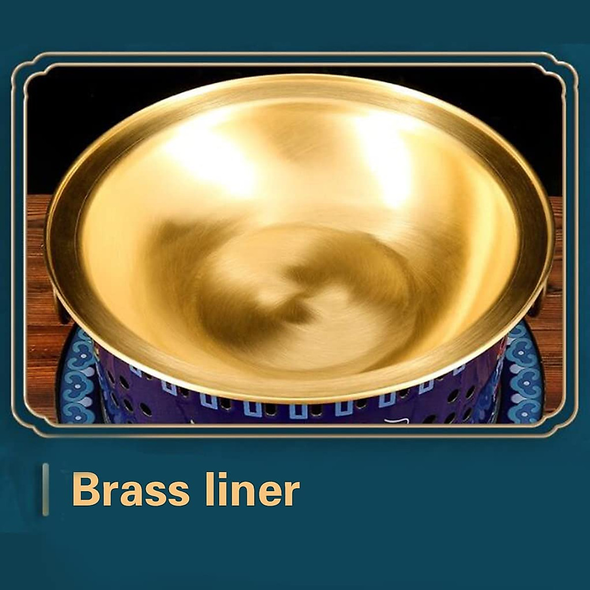 Copper Hot Pot Old Beijing Shabu Shabu Alcohol Stove Commercial Thickened Meal Portion Pot (Color : Blue, Size : 30 * 24cm)