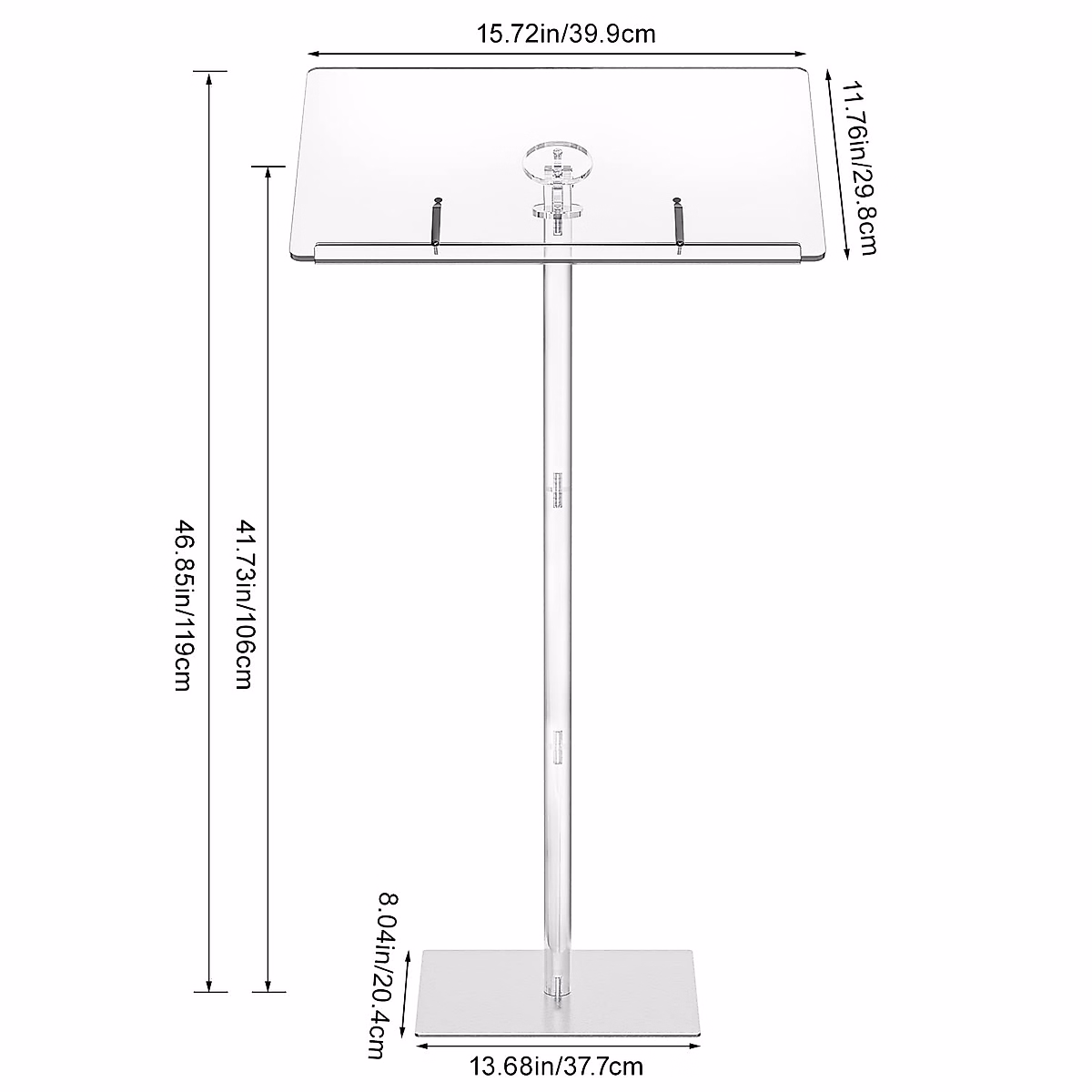 KSacry Large Acrylic Podium Stand,42.3'' H Pulpits for Churches, Lecterns &Podiums,Conference Portable Podium for Weddings, Classroom, Presentation Podiums,Metal Base(15.7" L x 11.8" W x 42.3" H)