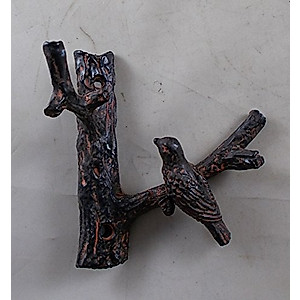 Iron Coat Hook Bird on Tree Branch
