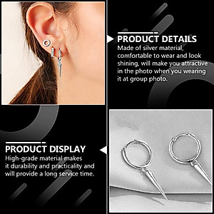 Spike Dangle Earrings, 925 Sterling Silver Huggie Hoop Earring, Geometric Triangle Cone Dangle Drop Earrings, Stud Earring 2.6x0.3cm 11047280T9 0