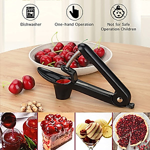 Cherry Pitter - Heavy-Duty Olive and Cherry Pitter Corer Tool with Space-Saving Lock Design, Multi-Function Cherries Stoner Seed Remover Tool for Make Fresh Cherry Dishes