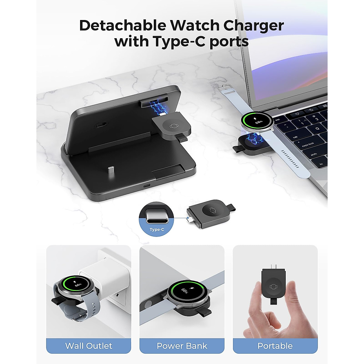 Wireless Charger for Samsung and Android 3 in 1 Foldable Samsung Charging Station for S24/S23 /S22 /S21/S20, Z Fold 5/4/3, Z Flip 5/4/3, Samsung Watch Charger 6 Classic/5/5 Pro/4/3,Galaxy Buds