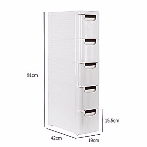 Storage Drawer Rolling Cart Organizer and Storage,Plastic Unit on Wheels Narrow Slim Bathroom Storage Cabinet Organizer (5-Tiers)