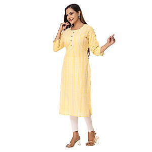 Vihaan Impex Leheriya Printed Casual Kurta Women Kurti yellow Tunic Top for Women
