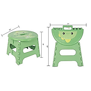 famobay Home Foldable Step stools - Round Cartoon Seat -11 Inches Wide & 9 Inches Tall - 300 lbs Capacity - Light Weight Plastic Design (Dinosaur, 1)