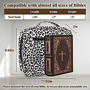 Sambois Bible Covers for Women, Bible Case for Girls Multi-Pocket Storage Organizer with Handles, Large Size Bible Carrying Bag, Bible Cover Book Cover to Study Bible(Leopard)