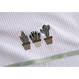 Hiera Home Kitchen Towels - Ultra Soft Cotton and Super Absorbent Dish Towels for Kitchen, Large Kitchen Towel 24x16 Inches, Natural Cotton Dish Towels Pack of 2 (Cactus)