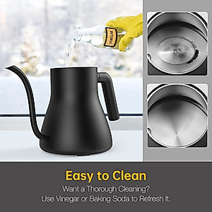 Seoukin Beige White Electric Gooseneck Kettle with 7 Variable Presets, Best Gift For Pour Over Coffee Kettle&Electric Tea Pot, 100% Stainless Steel Water Boiler With Temperature Control, Beige White