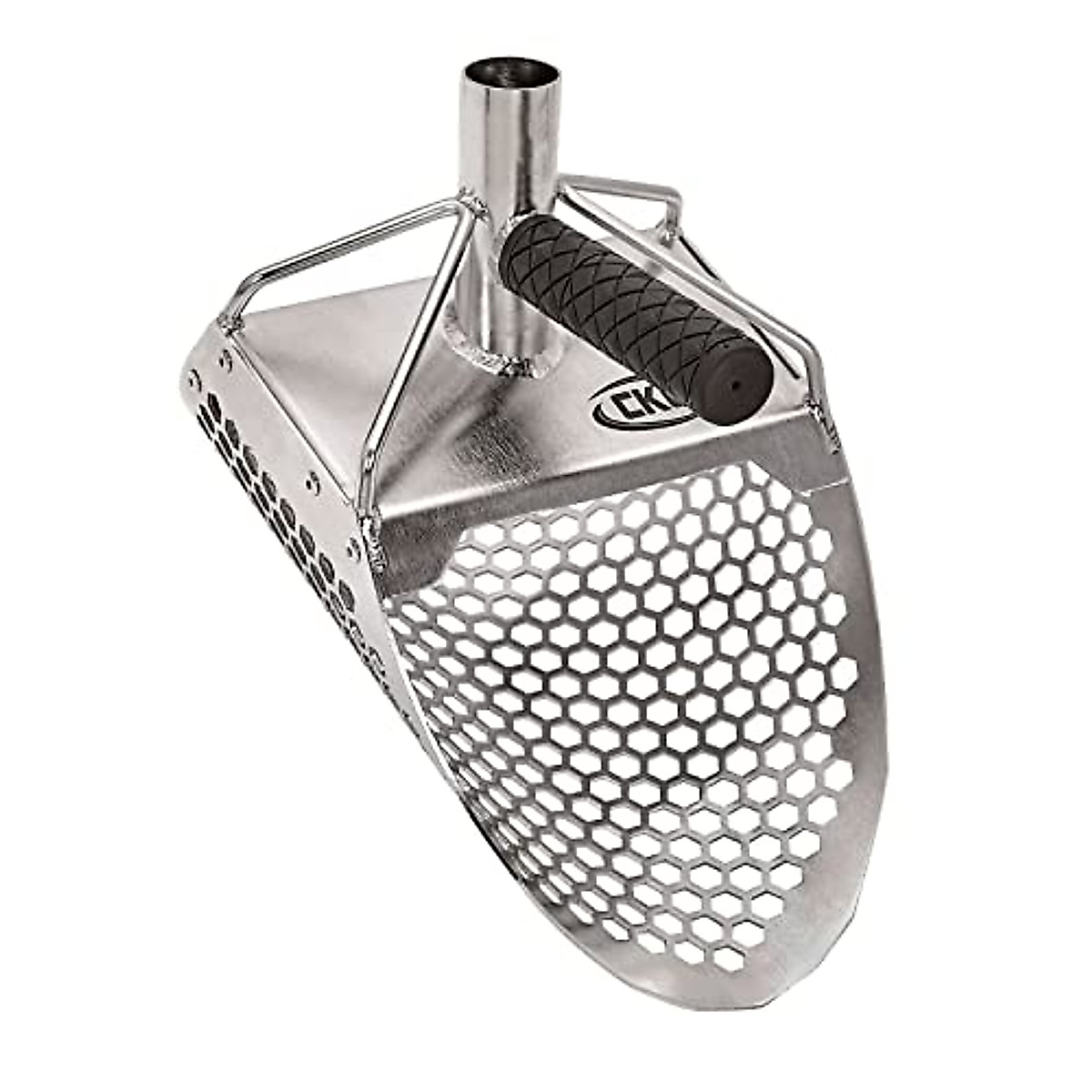 CKG Sand Scoop for Metal Detecting Stainless Steel Shovel for Beach Underwater Treasure Hunting (Large Scoop + Carbon Fiber Handle)