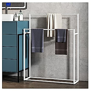 -Shelf Balcony Bathroom Freestanding Towel Rack,Metal Bathroom Towel Holder Stand Floor,Rust-Proof Towel Hanger Stand for Kitchen,Outdoor Pool,Indoor/White/65 * 20 * 110Cm