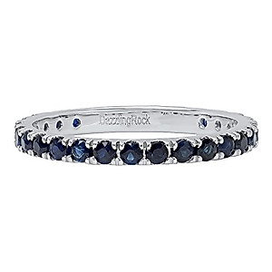 Dazzlingrock Collection 2mm Round Blue Sapphire Eternity Wedding Ring for Her in 10K White Gold Size 7