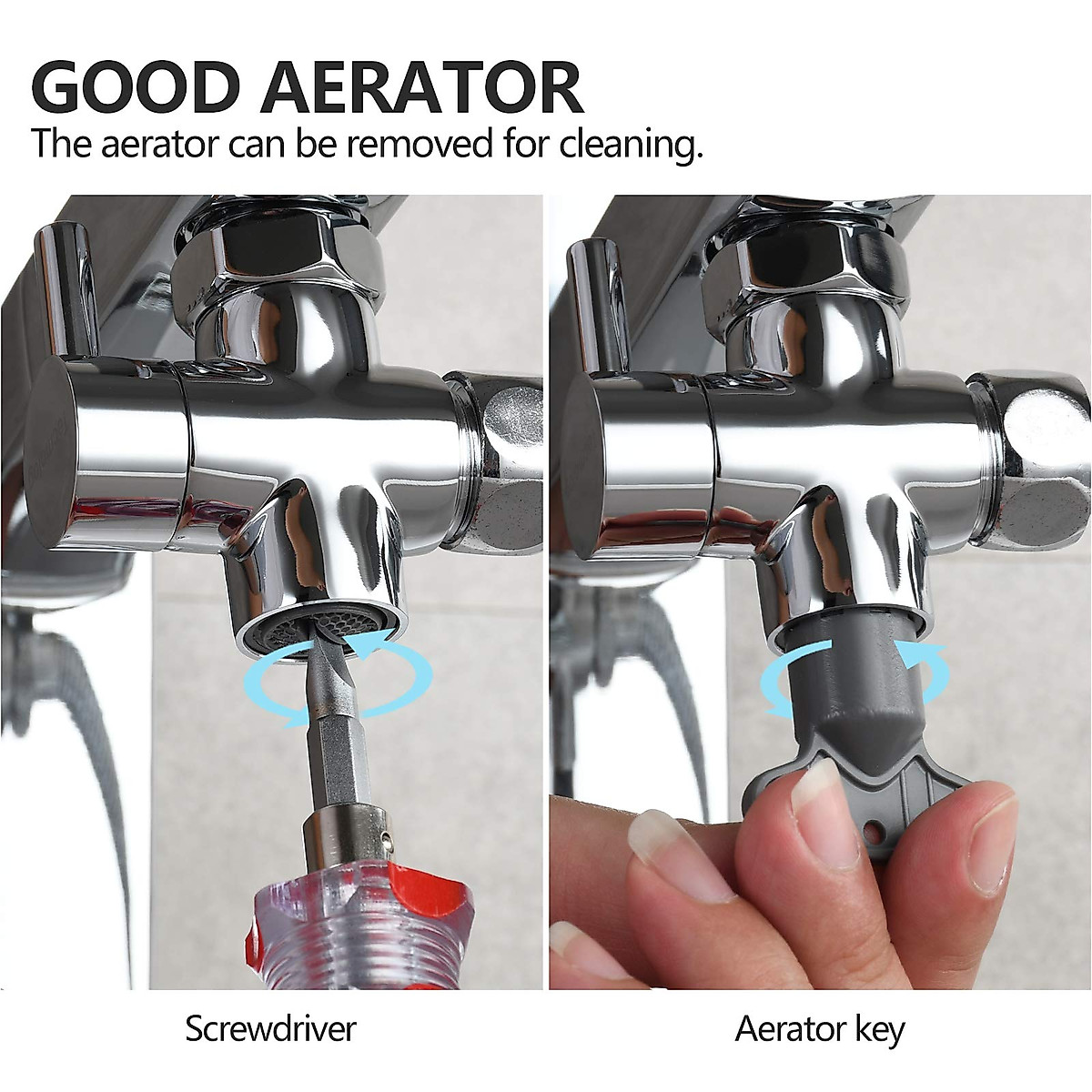 Tecmolog Faucet Diverter Valve Brass Kitchen Sink Faucet Valve Splitter with Aerator and Male Threaded Adapter M22 x M24 Chrome, SBA021E