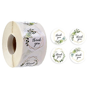 500 Pcs/Roll 1.5inch Thank You Stickers with Flowers Holiday Envelope Adhesive Sticker Craft Stickers Scrapbooking Decorative Sealing Stickers for Christmas Gifts, Wedding, Party