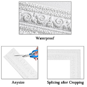 TaoBary 5 Roll 90 x 3 Inch Self Adhesive Flexible Foam Molding Trim Wallpaper Border 3D Sticky Decorative Wall Lines Peel and Stick Trim Wall Trim Baseboard Trim for Home Hotel DIY Decor